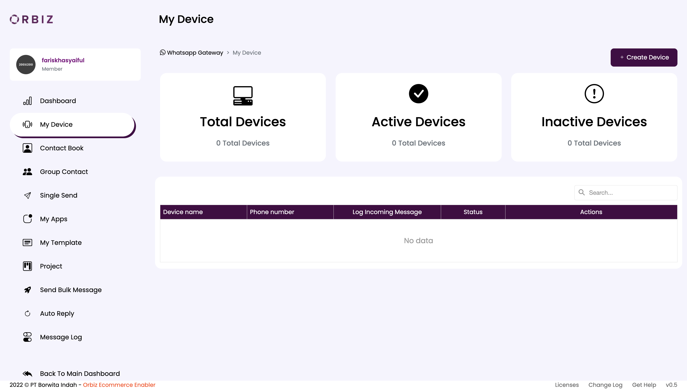 My Device | Orbiz Documentation
